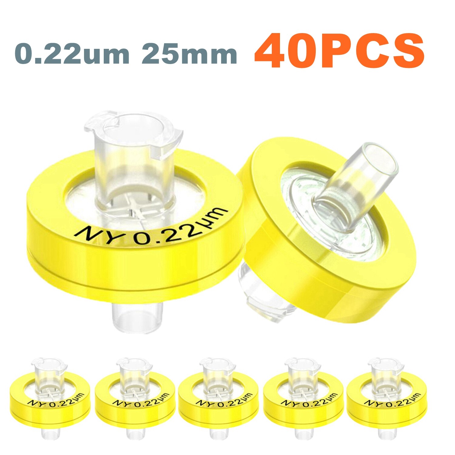 50pcs Nylon Lab 25mm NY Syringe Filters 0.22 Micron Hydrophilic Disc ...