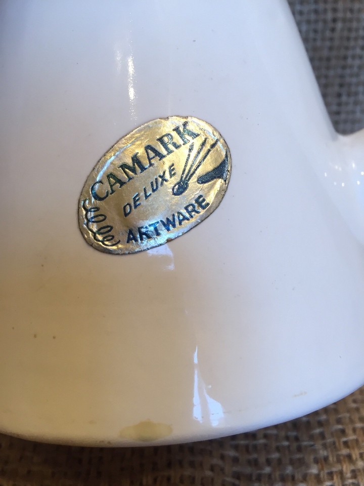 CAMARK POTTERY USA WHITE GLAZED PITCHER MIDCENTURY ART DECO ARKANSAS ...