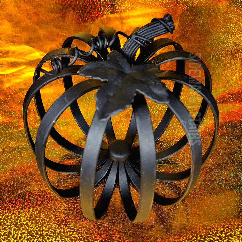 8.5" WROUGHT IRON PUMPKIN Halloween 3D Metal Sculpture handmade black ...