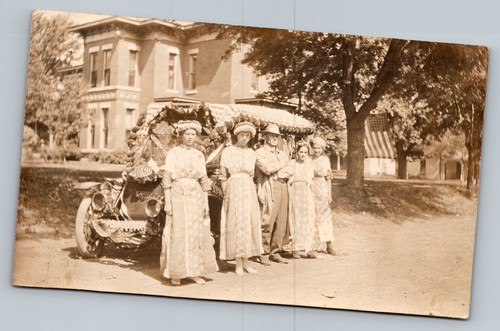 c1910 RPPC Celebratory Event Ladies In Front Of Car Real Photo AZO ...