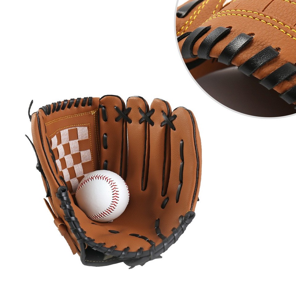 PU Brown 10.5 Inch Thicken Baseball Pitcher Gloves Softball Sports ...
