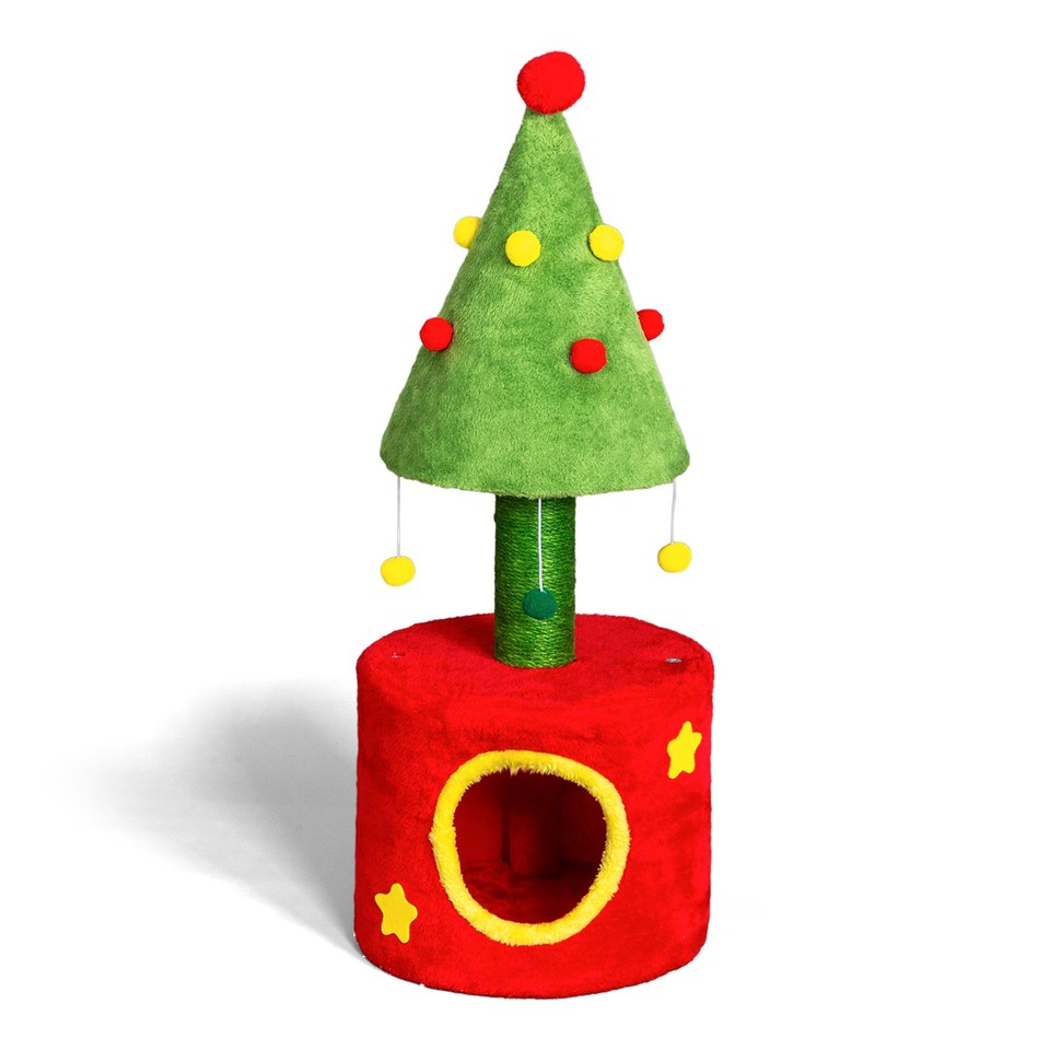 Christmas Cat Scratching Post Scratcher Indoor Playing Tower House for ...