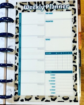 Weekly Planner Dashboard Insert for use with MINI Happy Planner~ | eBay