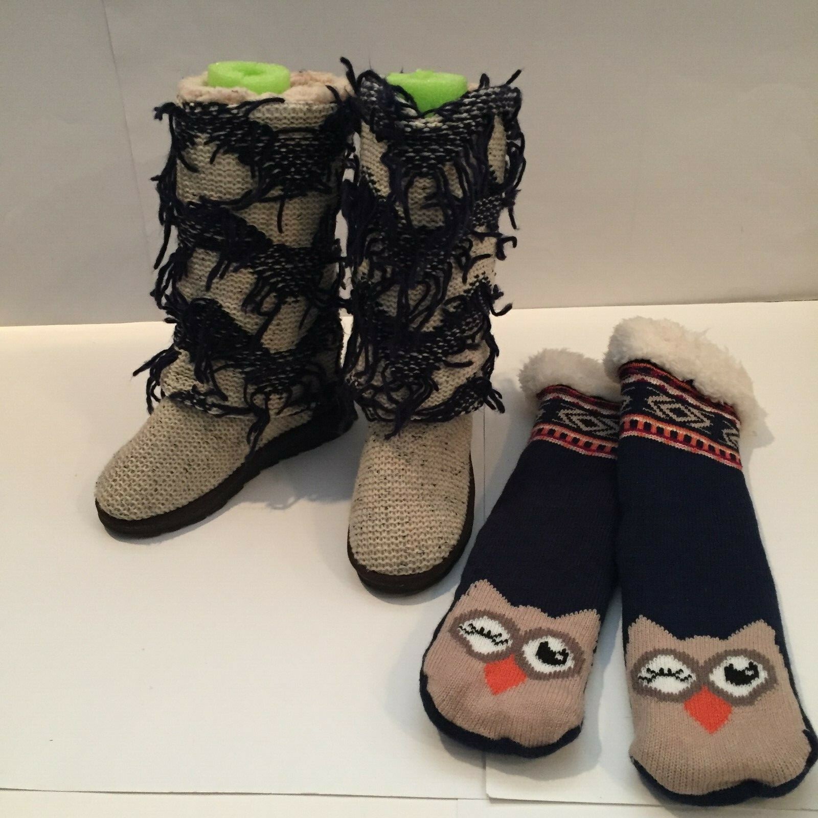 Womens MukLuks Lot Indoor/outdoor slipper boots & slipper sox Sz 6 EUC ...