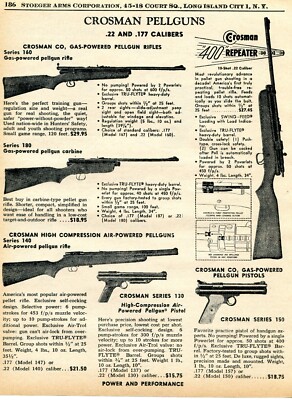 1961 Print Ad of Crosman Model 160 180 140 400 Pellgun Air Gas Rifle ...