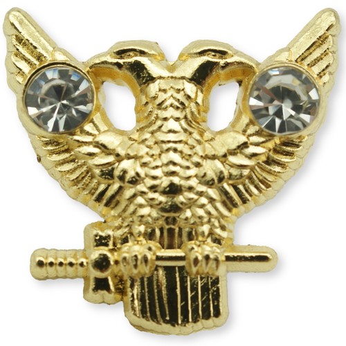 Masonic Double-Headed Eagle with Rhinestones Freemasons Lapel Pin - LP ...