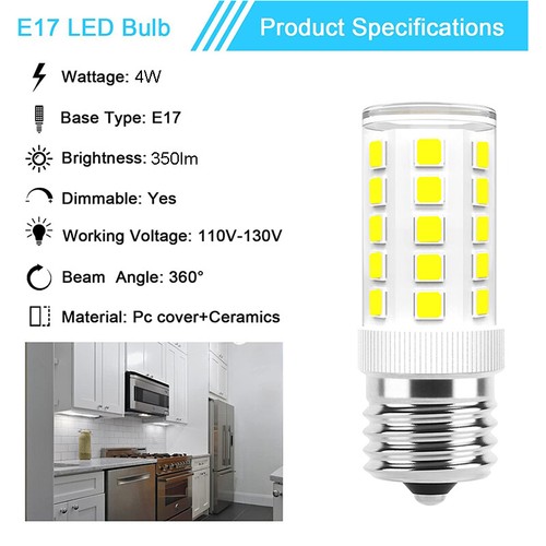 2x E17 LED Bulb 7W 110V Cold White Ceramics Light for Microwave Oven US ...