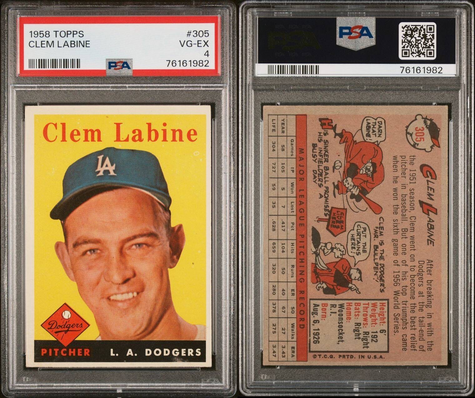 1958 TOPPS BASEBALL LOT Los Angeles Dodgers Lot PSA 4 Gil Hodges Clem ...
