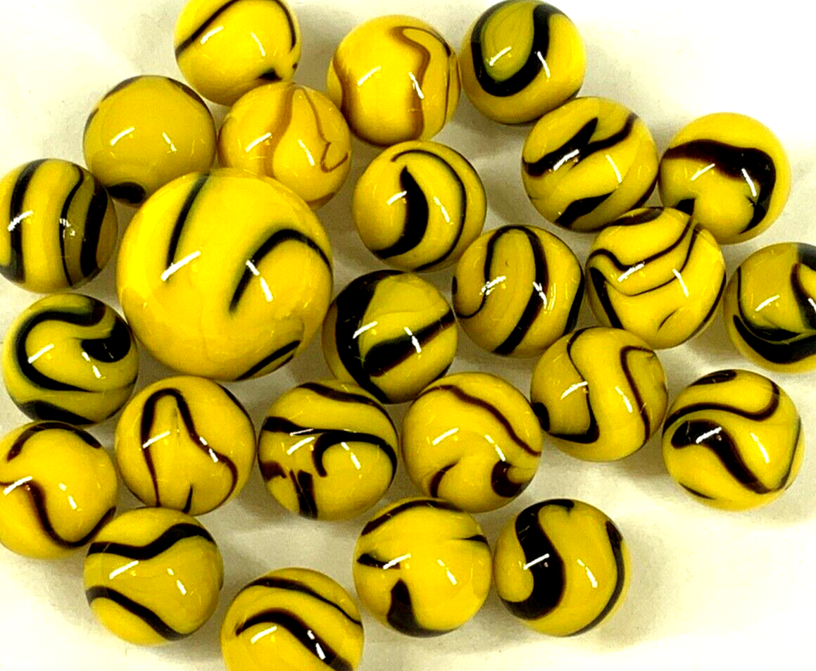 25 Marbles BUMMBLE BEE Stripes Yellow Glass game pack Shooter Swirl | eBay