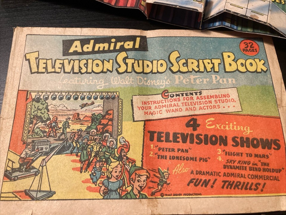 1953 Admiral Television Studio Featuring Walt Disney Peter Pan Script ...
