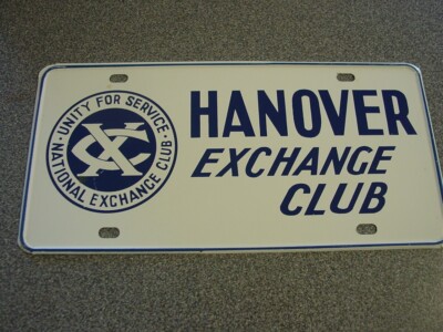 Rare Vintage Hanover PA Exchange Club Steel License Plate New Unused ...