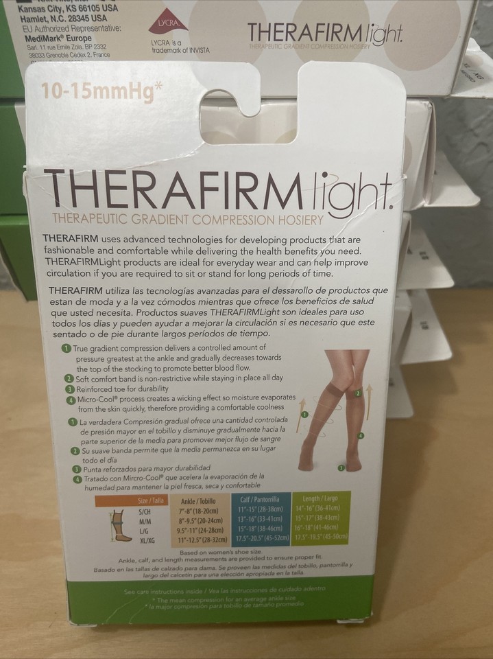 Compression Knee High Stockings Blk Small THERAFIRM LIGHT 10-15 mmHg ...