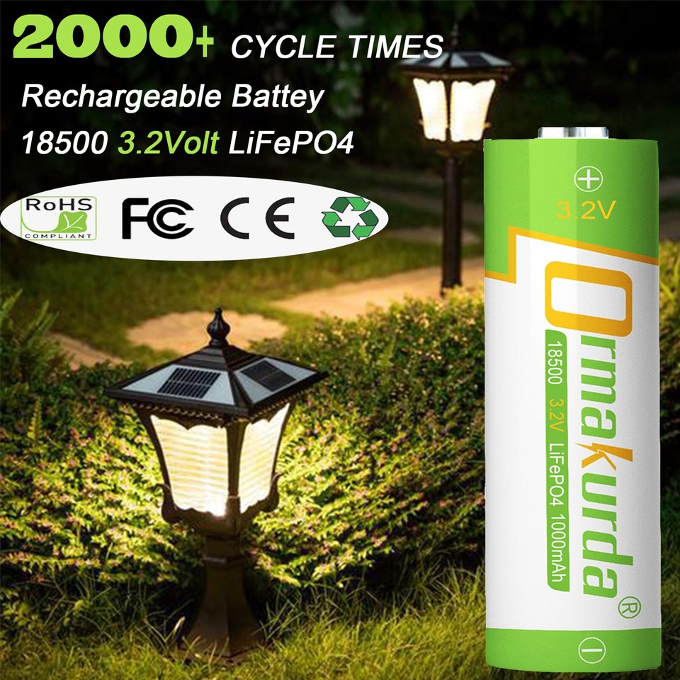 18500 3.2V Solar Light Battery 18500 LiFePO4 Rechargeable Battery ...