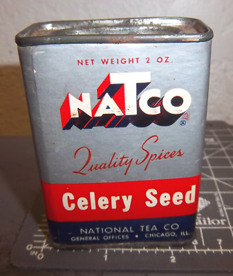 Vintage Natco whole CELERY SEED 2 oz Spice tin, National Tea Company | eBay