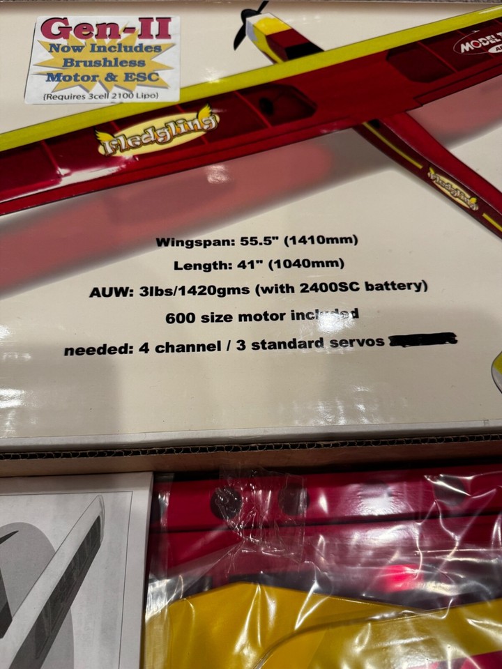 *NEW* NO RESERVE Fledgling ARF Radio Control RC Airplane includes motor ...