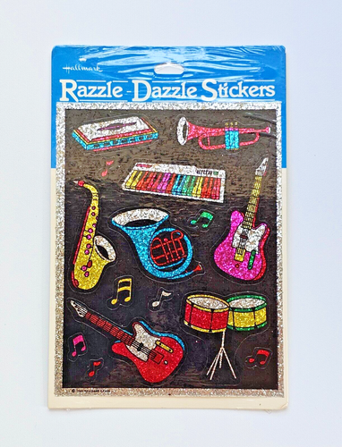 Rare Vintage 80's Hallmark Razzle Dazzle Glitter Music Stickers Sealed ...
