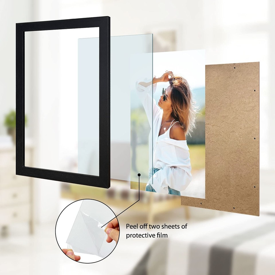 18x24 Poster Frames 3 Pack Black MDF Wood and Polished Plexiglass Frame ...