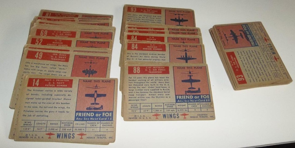 Vintage 1952 Topps Wings Airplane Cards Lot of 54 + 12 Off Grade | eBay