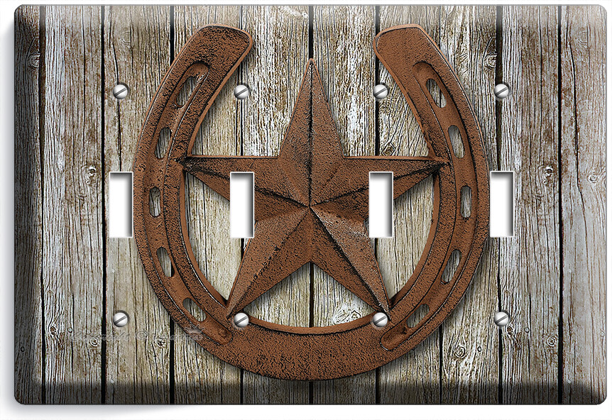 COUNTRY RUSTIC WESTERN COWBOY LONE STAR HORSESHOE LIGHT SWITCH OUTLET ...