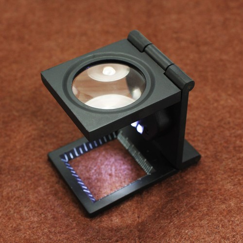 8X Folding Linen Tester Loupe LED Thread Counter Magnifier Full Metal ...