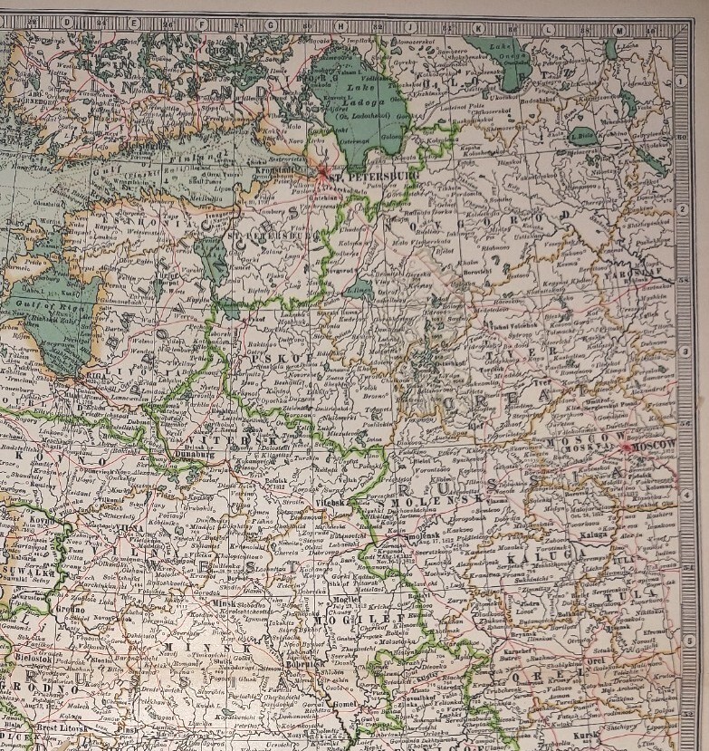 1897 RUSSIA Map Very Good Condition 12x16" Pre Revolution Ukraine ...