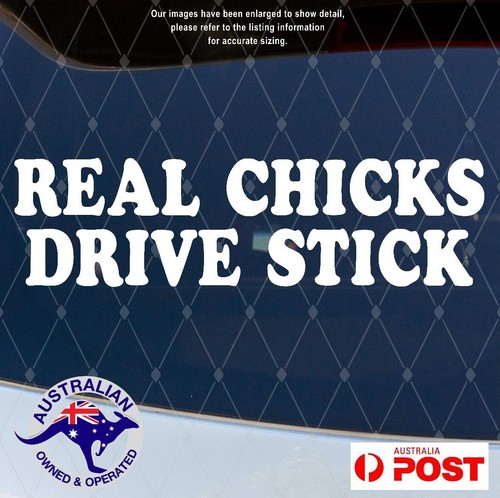 JDM Real Chicks Drive Stick Gloss Vinyl Sticker Decal Car Van Window ...