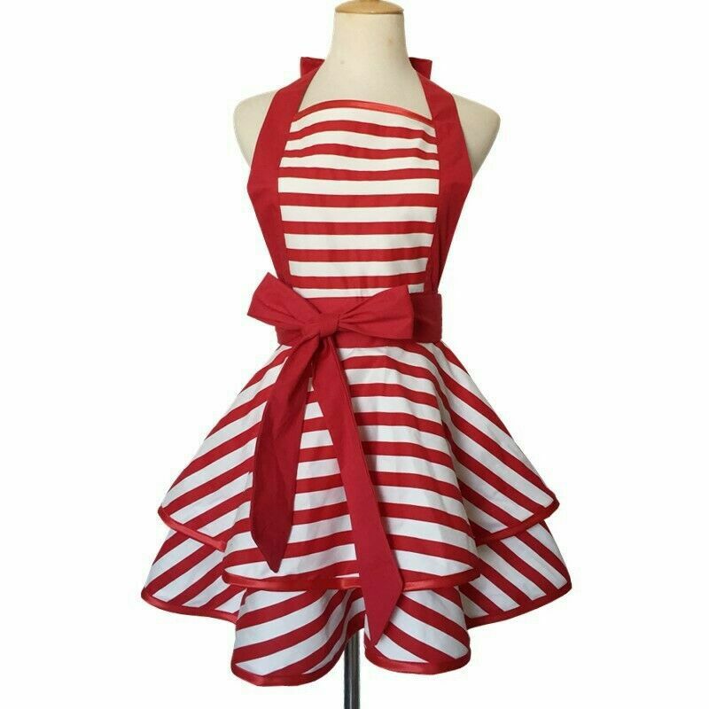 Woman Girls Adjustable Cotton Striped Apron Dress Vintage Cooking ...