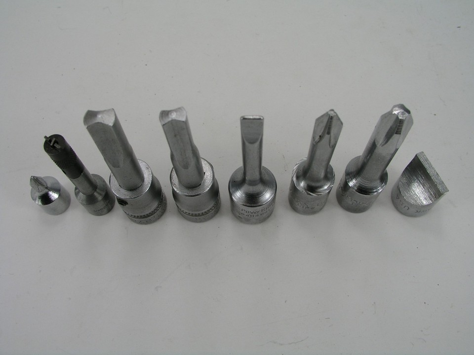 8pc Assorted Screw Driver Tips with Square Drive, Straight Phillips ...