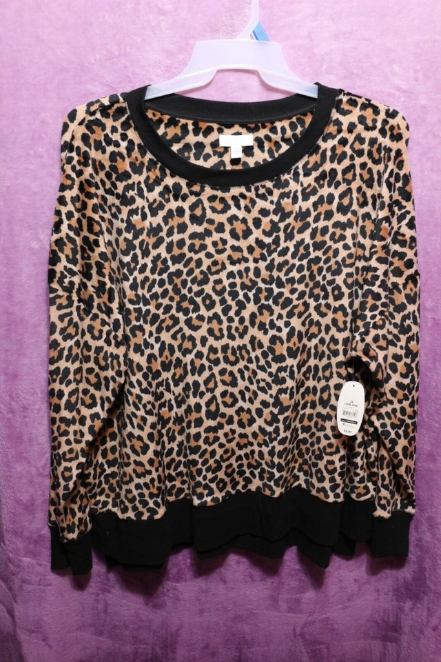 Secret Treasures NEW♈Women's Printed super soft Sleep TOP size S~black ...