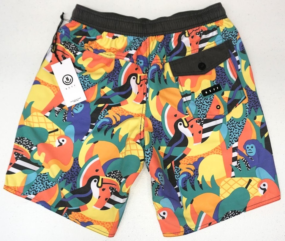 Neff Mens Swim Suit Trunks Board Shorts Tropical Jungle Hot Tub | eBay