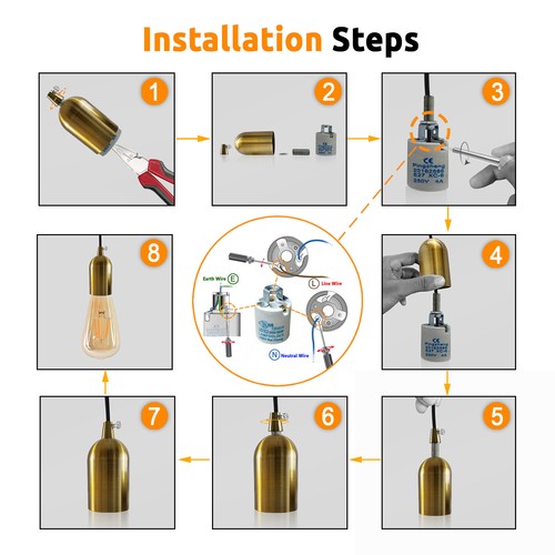 E27 Screw Metal Edison Bulb Holder Vintage Antique Copper Light Holder ...