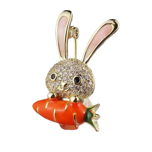 Cute Rabbit Brooch Japanese Style Mini Pin Elegant Rhinestones ...