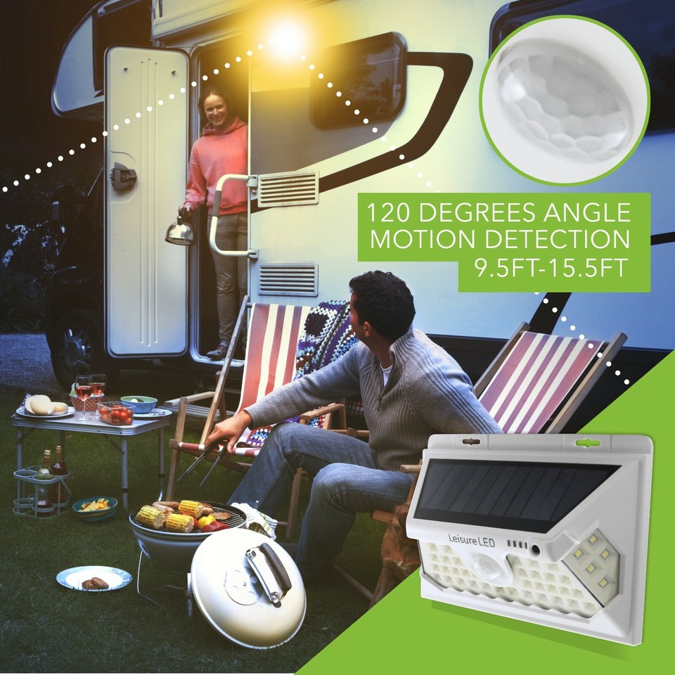 RV 46 LED Solar Porch Light camper trailer Exterior White with Extra ...