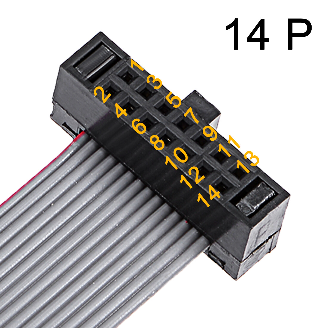 IDC 14 Pins Connector Flat Ribbon Cable Female Connector 20cm 1.27mm ...