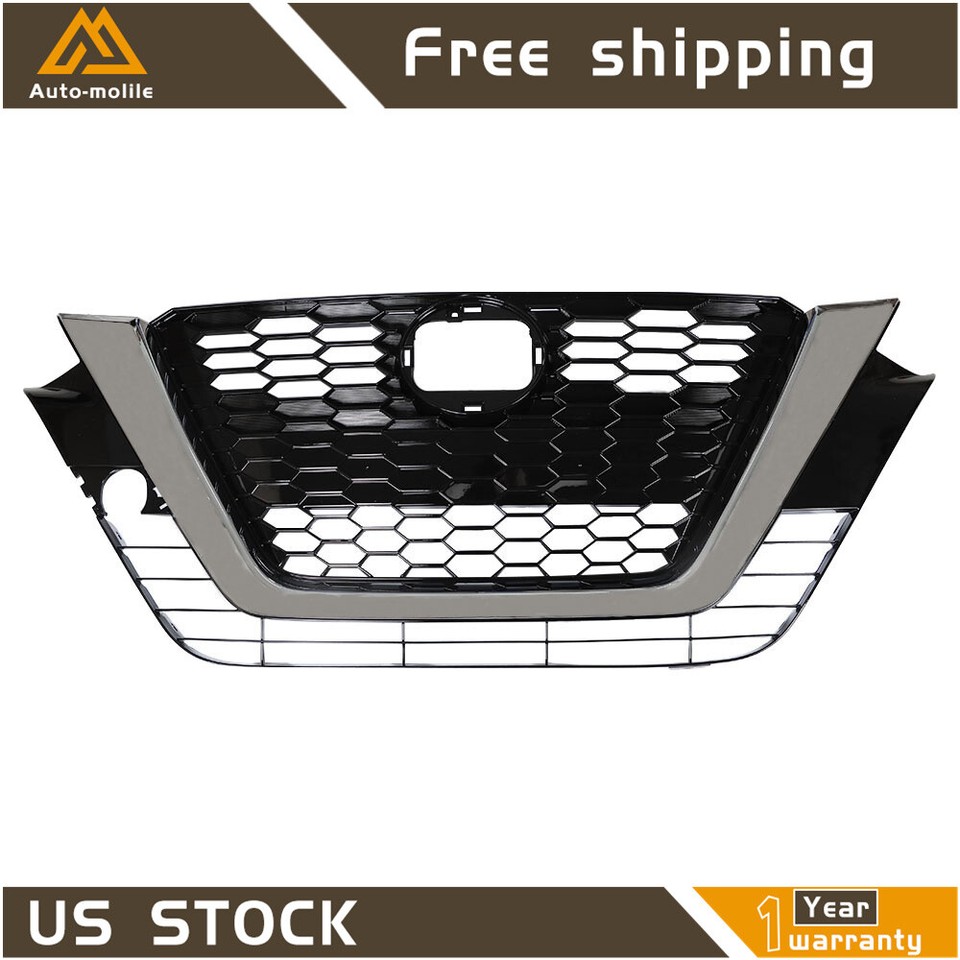 Front Bumper Upper Grille Black Trim Grill For 2019-21 Nissan Altima ...