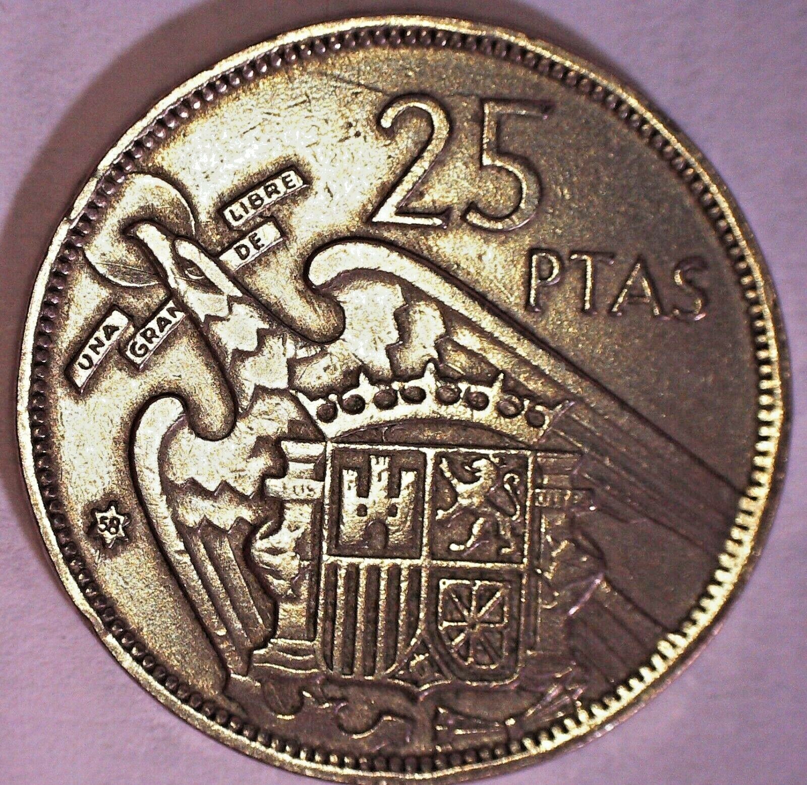 Spain Coin, 25 Pesetas 1957 Star 58 | eBay