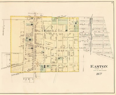 Easton, Md. 1877 Town Map POSTER 17"X22" Talbot County COPY from RARE ...