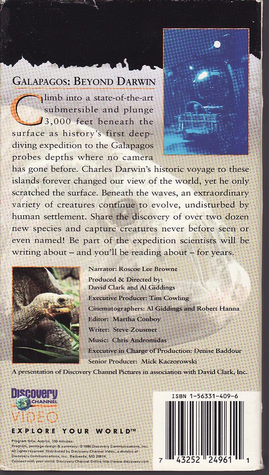 Galapagos - Beyond Darwin (VHS, 1996) Discovery Channel 743252249611| eBay
