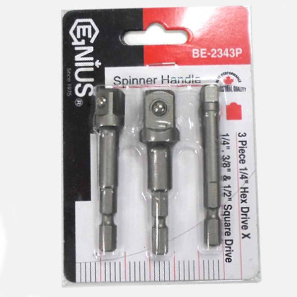 3pcs Socket Adapter 65mmL 1/4", 3/8" & 1/2" Set for 13mm Electric Drill ...