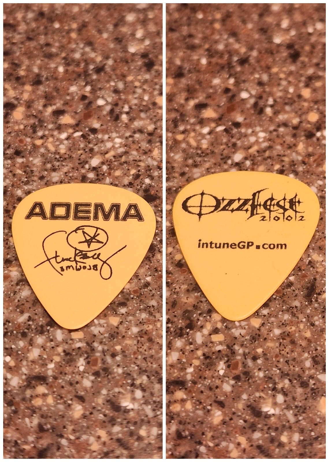 Adema Ozzfest 2002 tour Tim Fluckey darker yellow used band logo Guitar ...