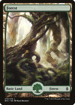 Forest MTG Battle for Zendikar Basic Land LP x1 - Magic Card Full Art ...