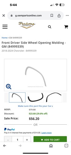 2018-2024 Chevy Traverse Wheel Opening Molding | eBay