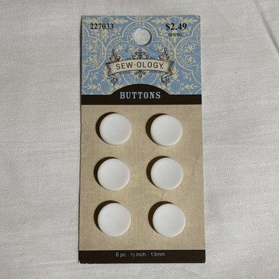 Sew-Ology White Concave Shank Buttons ½” (13mm) – 6 Pc – New on Card | eBay