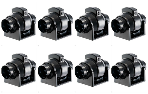 8 x Manrose MF100T Mixed Flow In-Line Extractor Fans with Timer 100mm ...