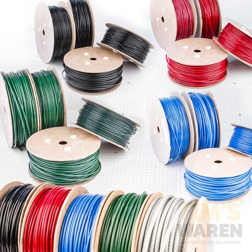 3-10mm STAHLSEIL PVC SET: 2 Kauschen 4 Klemmen Seil Seile Drahtseil ...