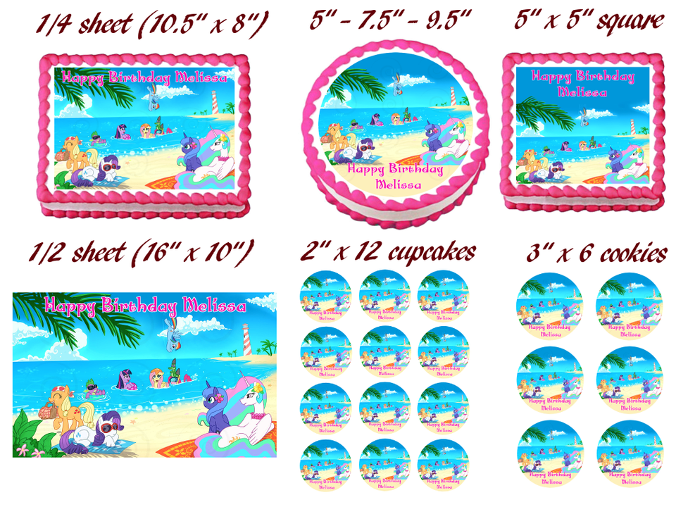 MY LITTLE PONY beach Edible Cake topper image Party Decoration | eBay