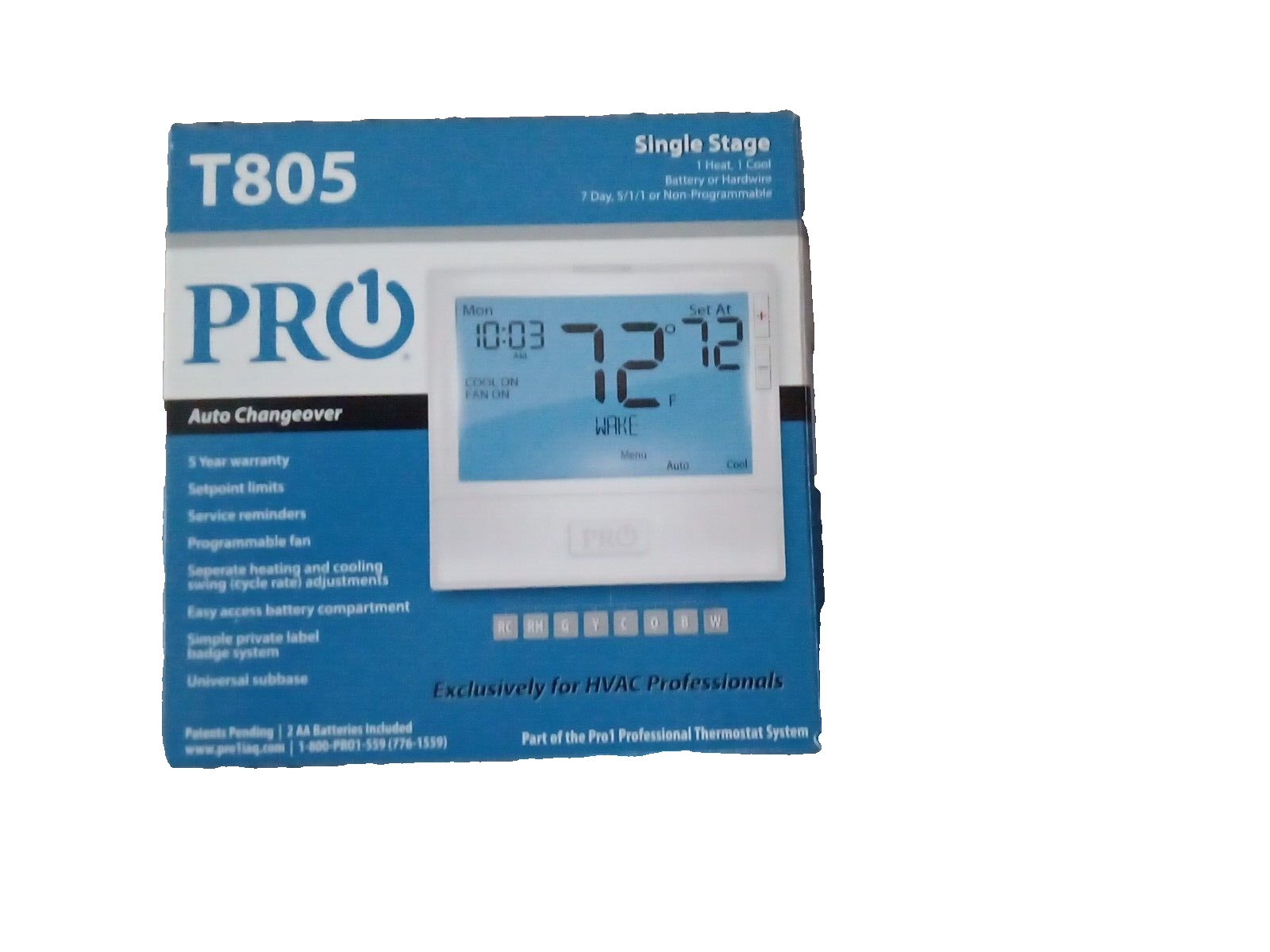 Pro1 IAQ T805 7 Day or 5/1/1 Progammable Electronic Thermostat With 8 ...
