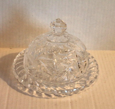 Vintage Clear Cut Lead Glass Domed Butter Cheese Dish 2-Piece Round ...