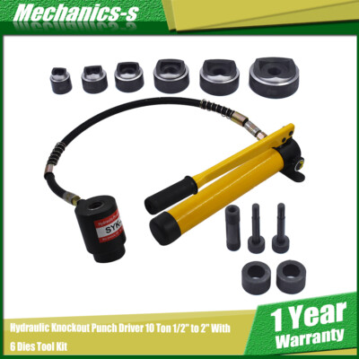 Hydraulic Knockout Punch Driver 10 Ton 1/2" to 2" With 6 Dies Tool Kit ...