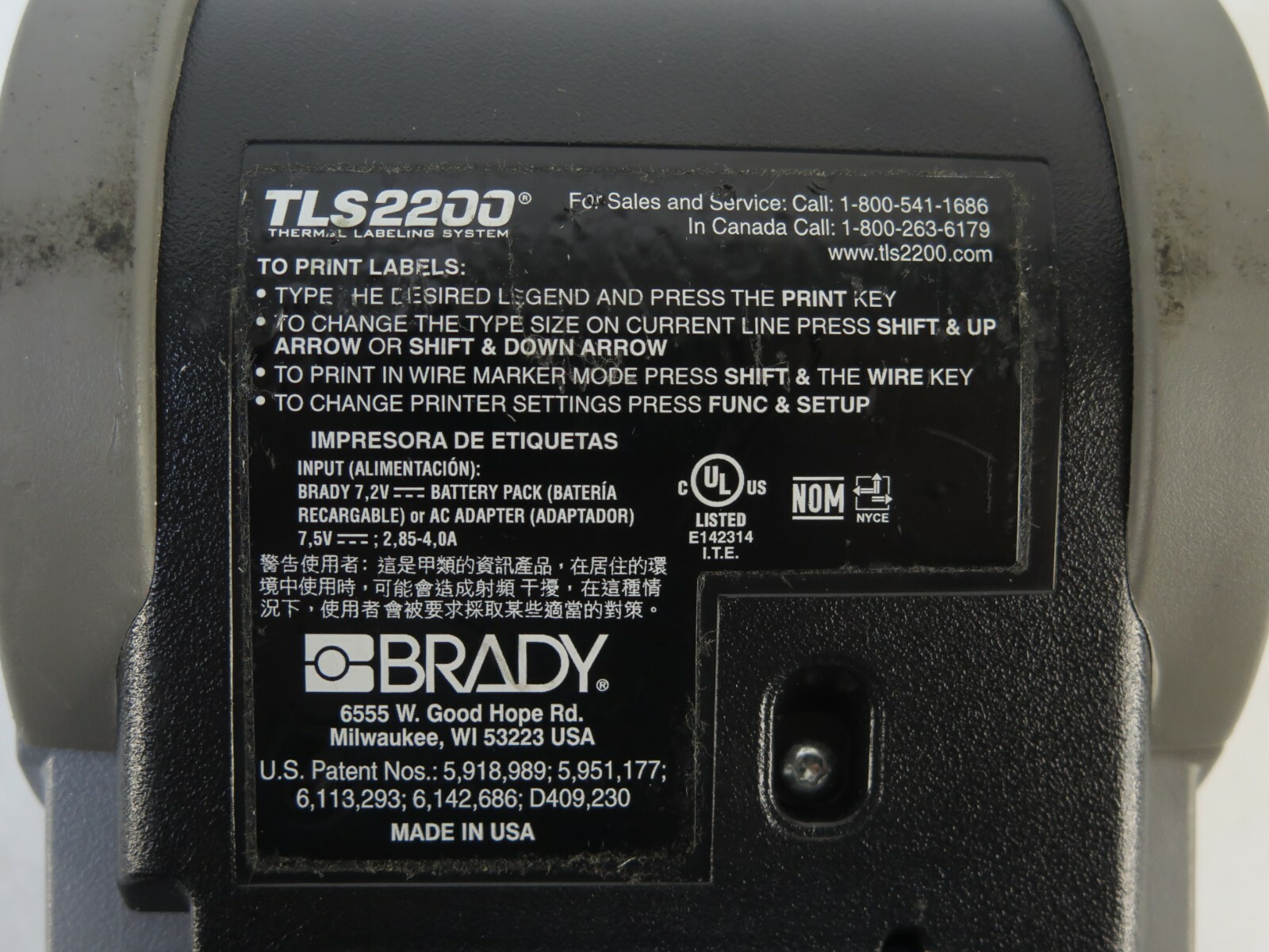 Brady TLS 2200 Thermal Labeling System w case, charger TLS2200 | eBay